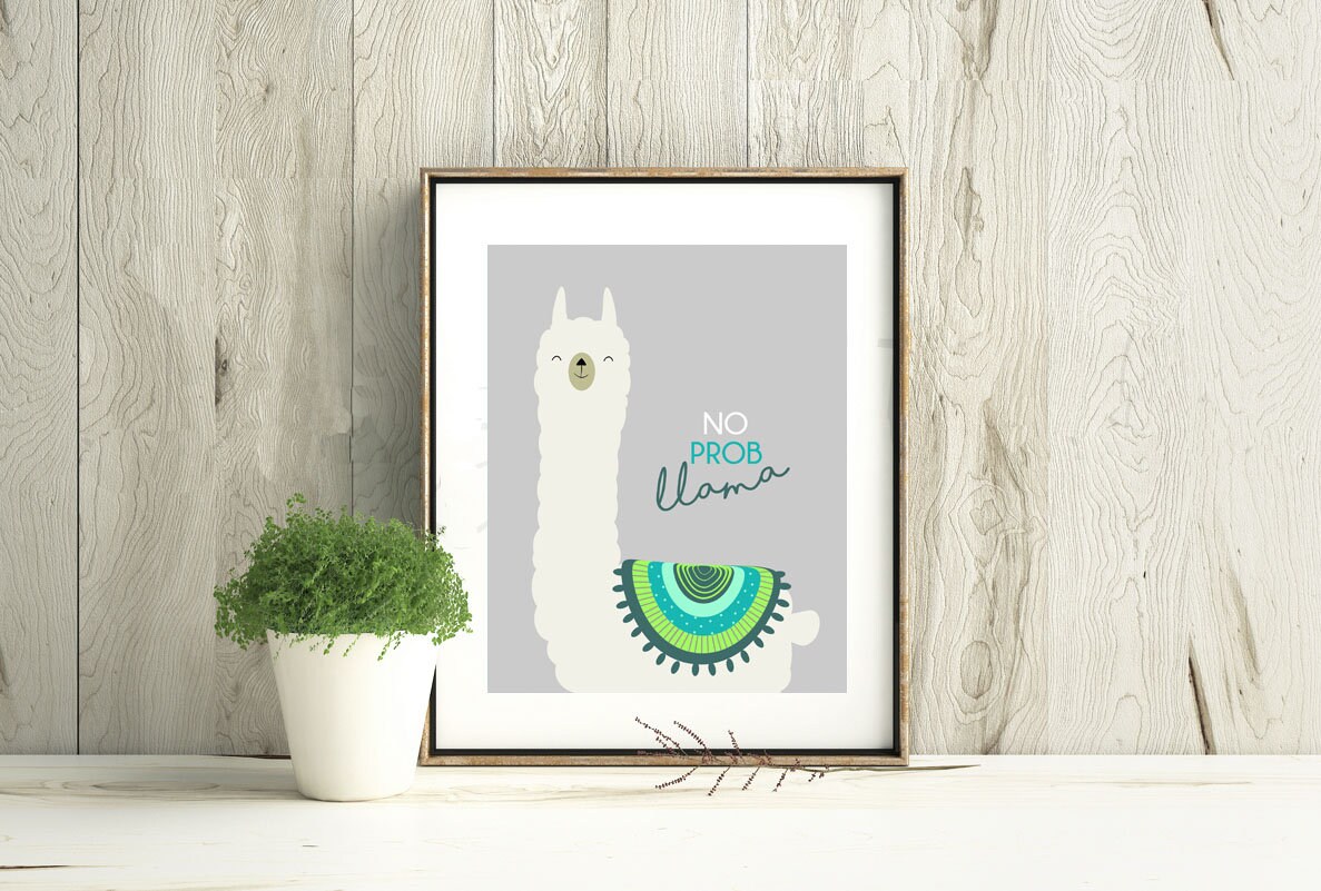 No Prob Llama Printable Llama Print Bathroom Decor Living | Etsy