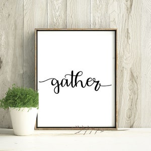 Gather Printable, Instant Download, Fall Decor, Thanksgiving Print ...