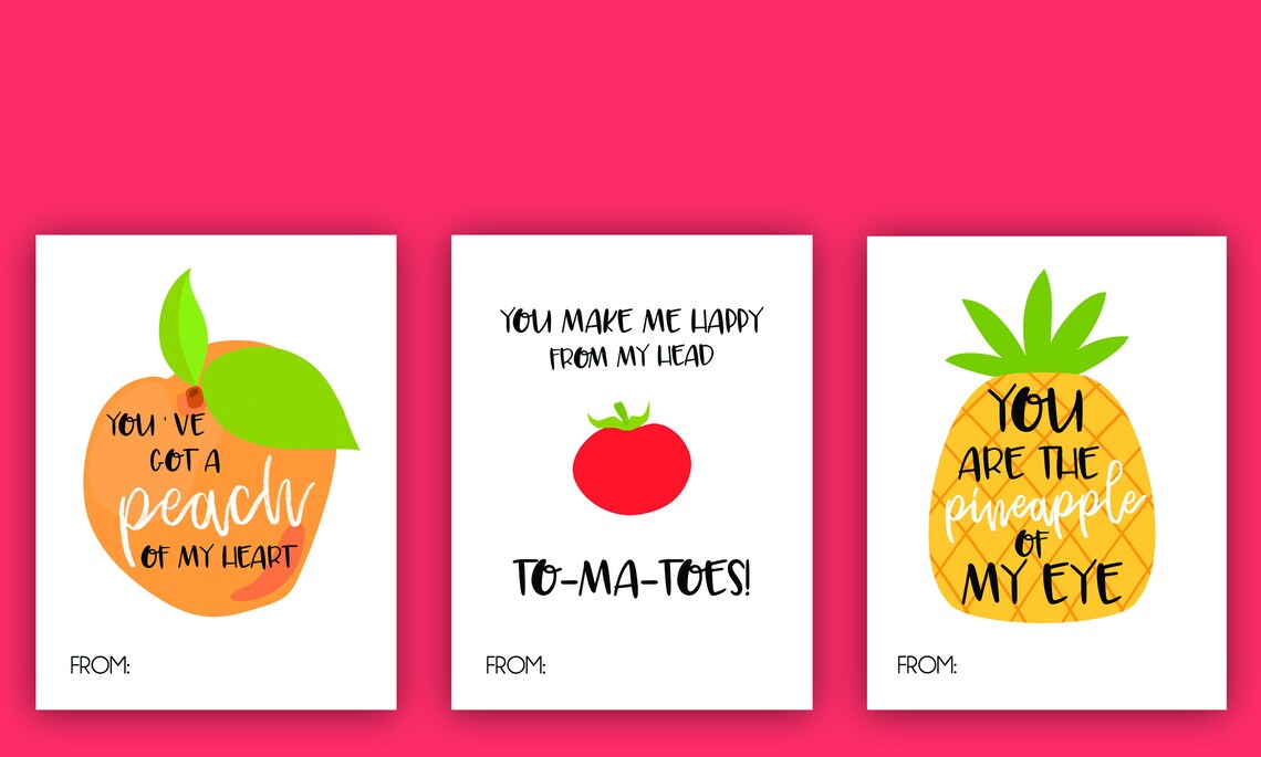 Fruit Valentines Cards Classroom Valentine Printable - Etsy