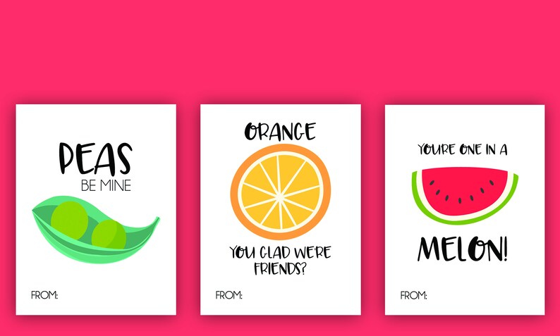Fruit Valentines Cards Classroom Valentine Printable - Etsy