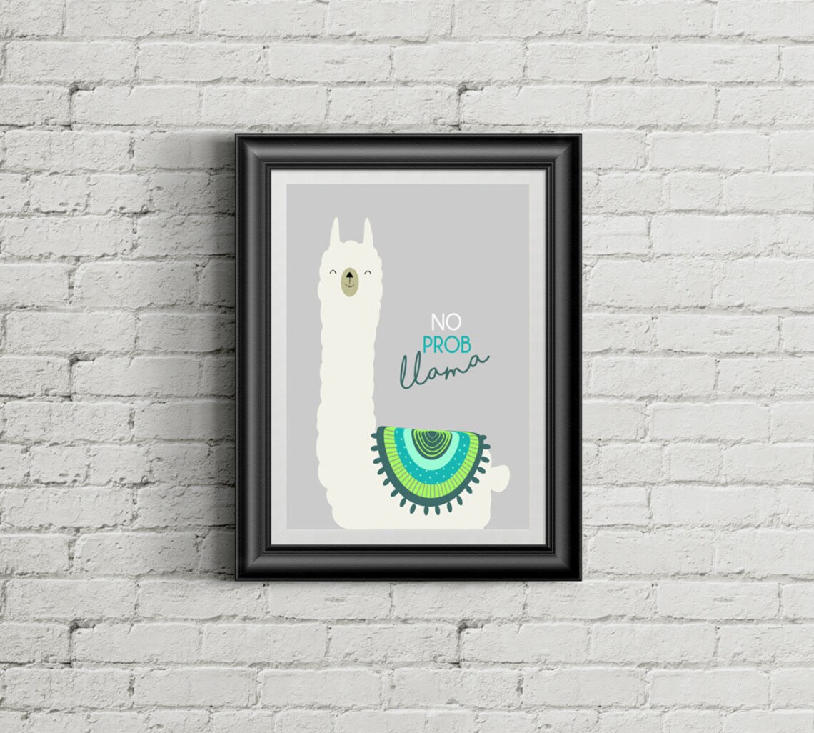 No Prob Llama Printable Llama Print Bathroom Decor Living | Etsy