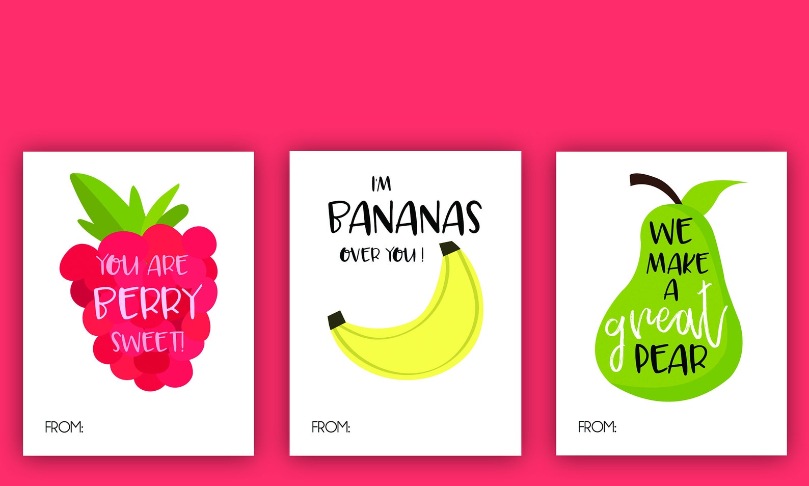 Fruit Valentines Cards, Classroom Valentine, Printable Valentines for ...