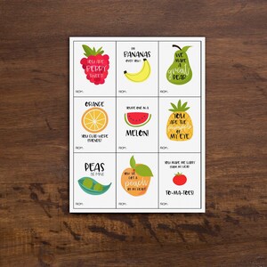 Fruit Valentines Cards, Classroom Valentine, Printable Valentines for ...
