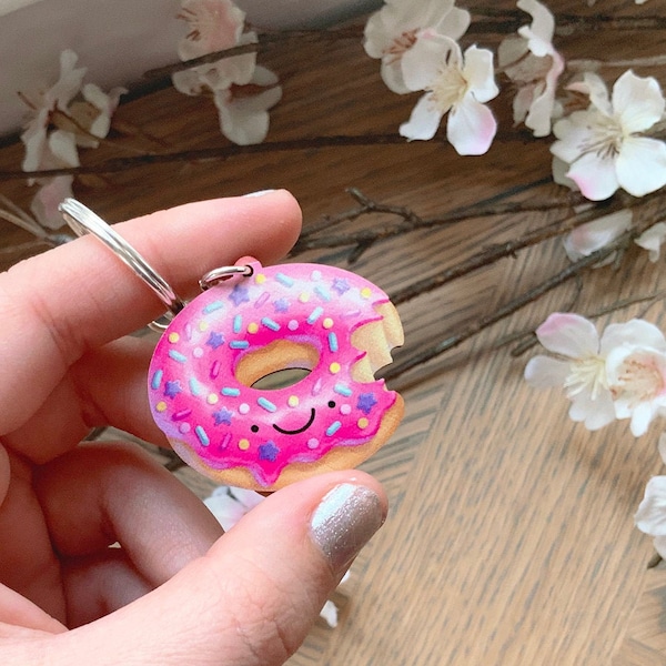 Pink Doughnut Keyring - Etsy