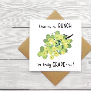 Thanks A Bunch Grape Pun Card, Funny Pun Thank You Card, Cute ...