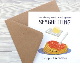 Spaghetti Birthday Card - Etsy
