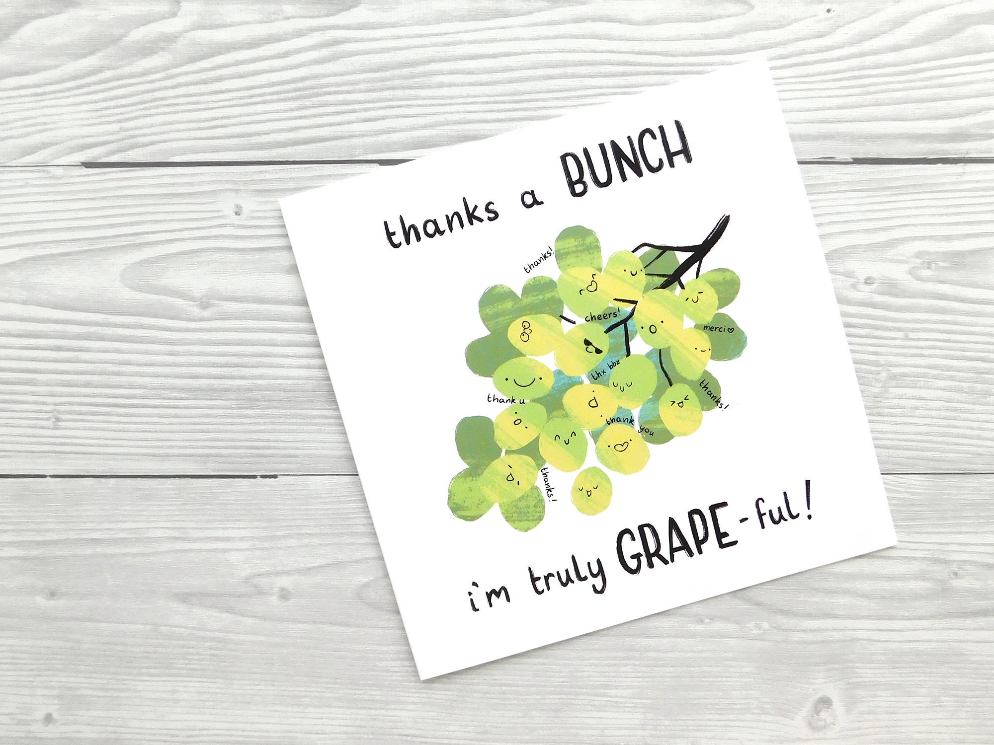 Thanks A Bunch Grape Pun Card, Funny Pun Thank You Card, Cute ...