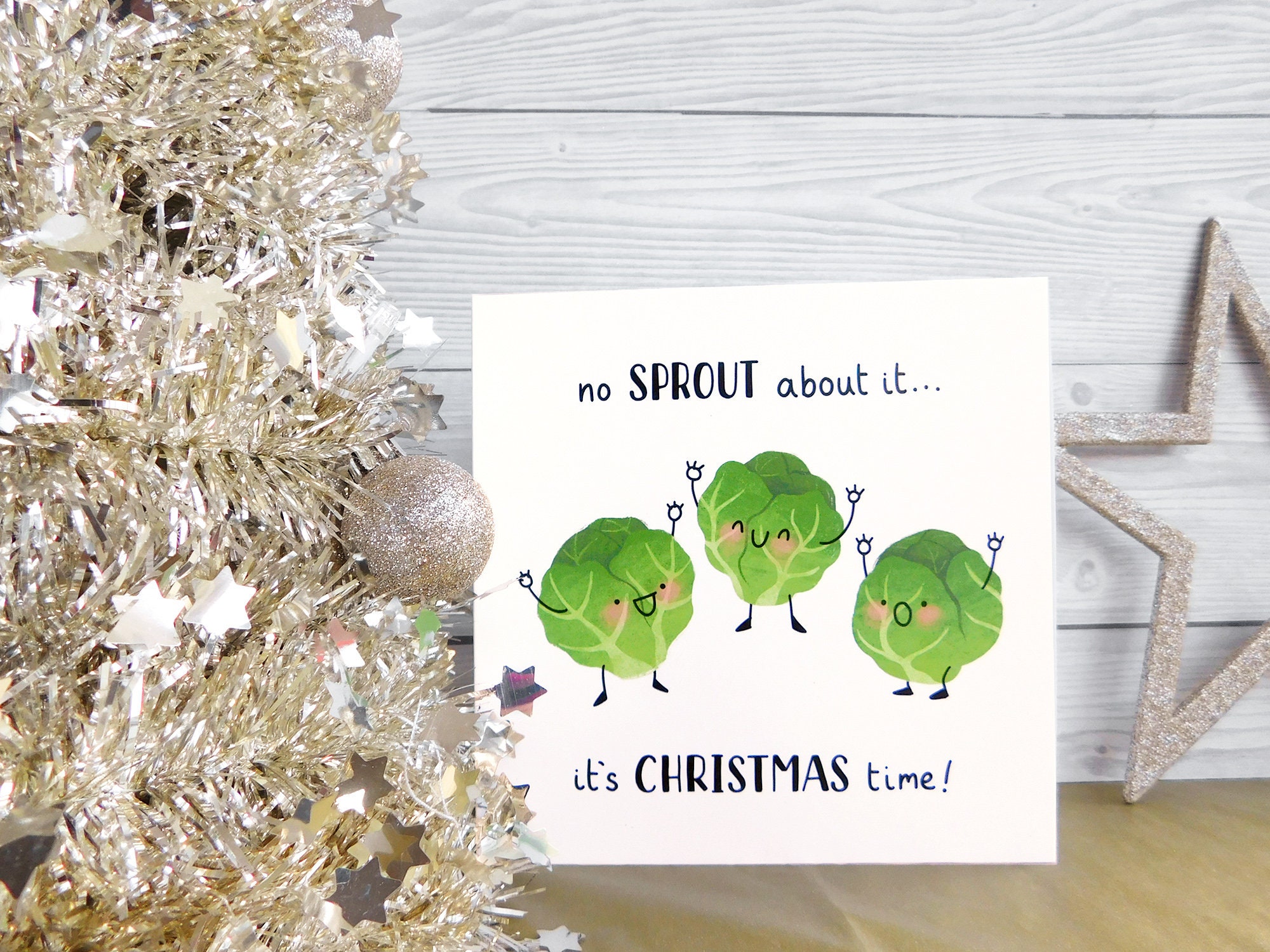 Funny Sprout Christmas Card Brussels Sprouts Xmas Pun Card - Etsy
