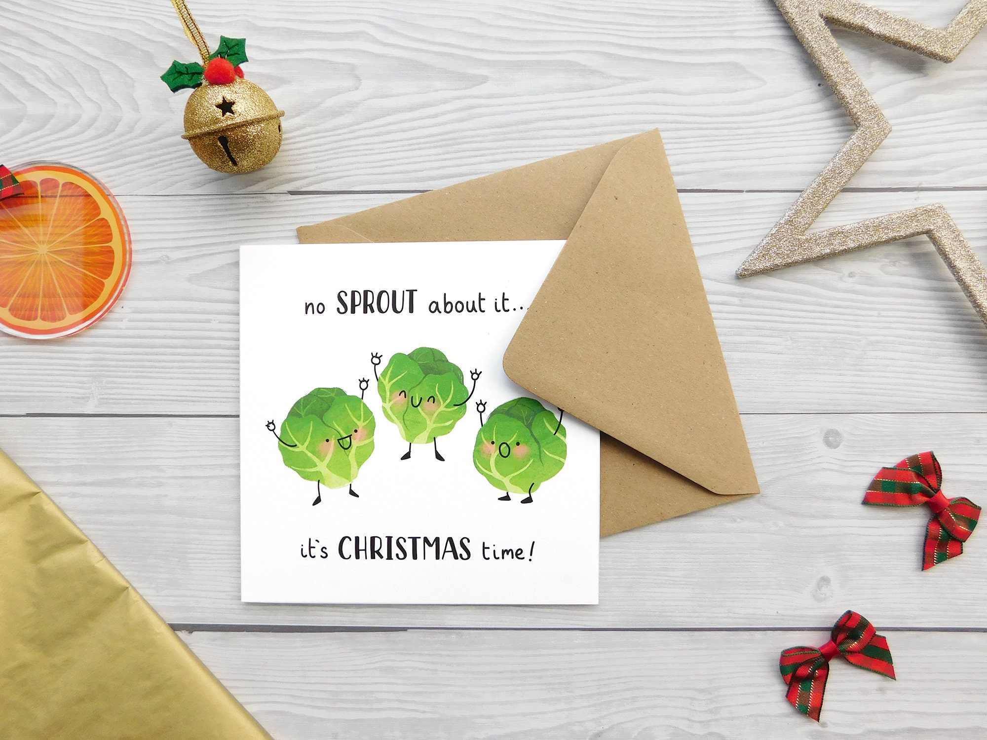 Funny Sprout Christmas Card Brussels Sprouts Xmas Pun Card - Etsy