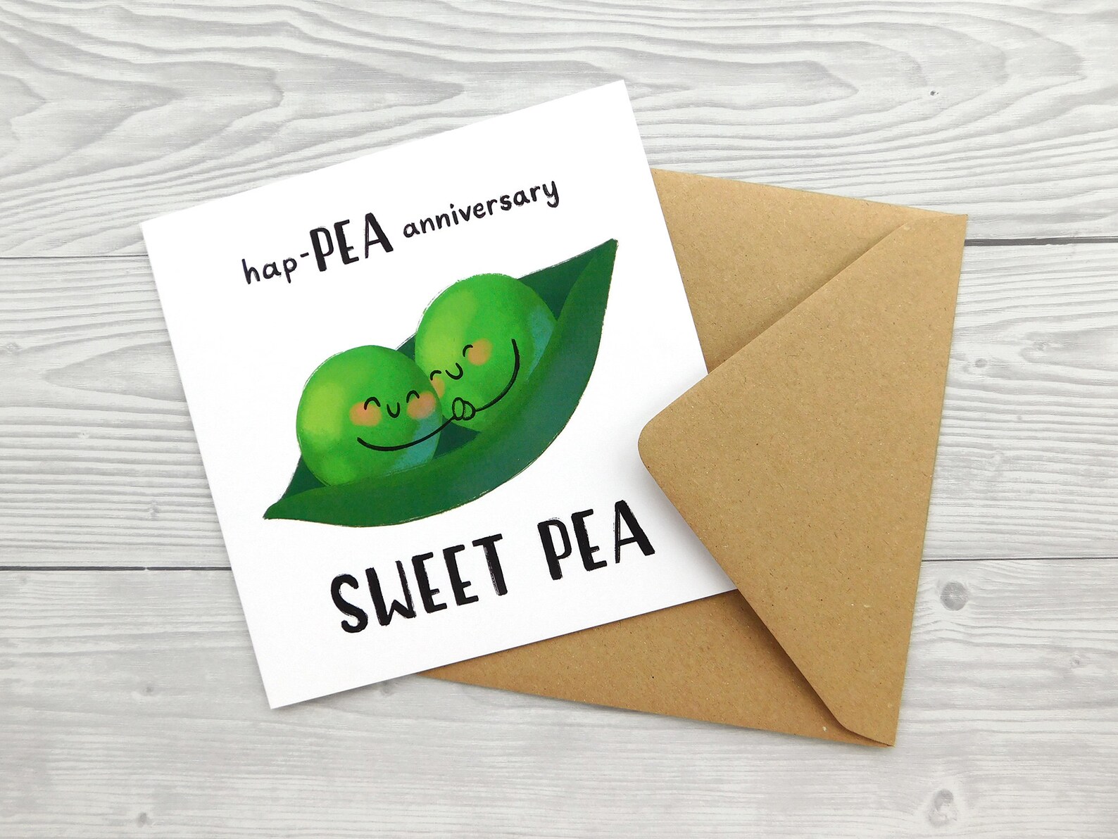 Sweet Pea Anniversary Card Cute Vegetable Pun Card Hap-pea | Etsy UK