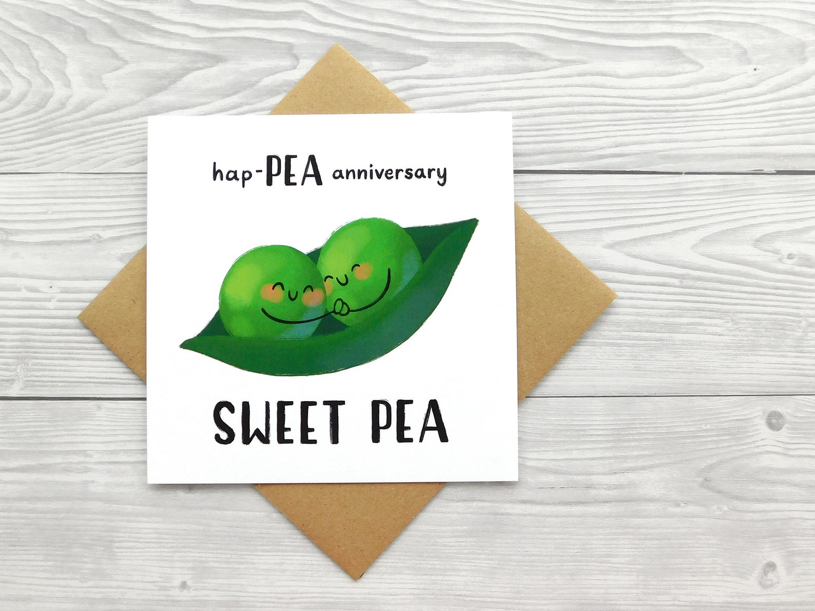 Sweet Pea Anniversary Card Cute Vegetable Pun Card Hap-pea - Etsy UK