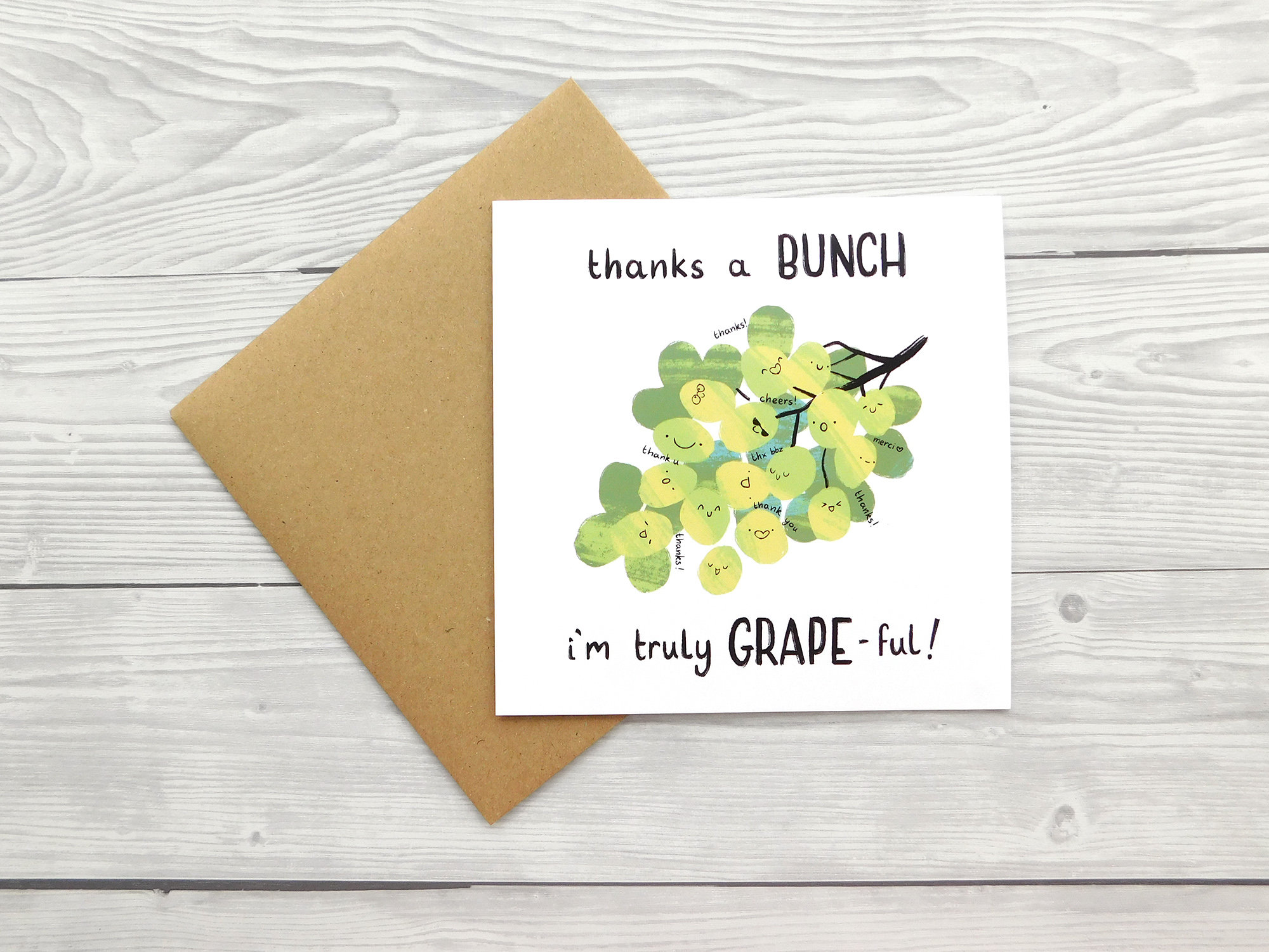 Thanks A Bunch Grape Pun Card Funny Pun Thank You Card Cute - Etsy UK
