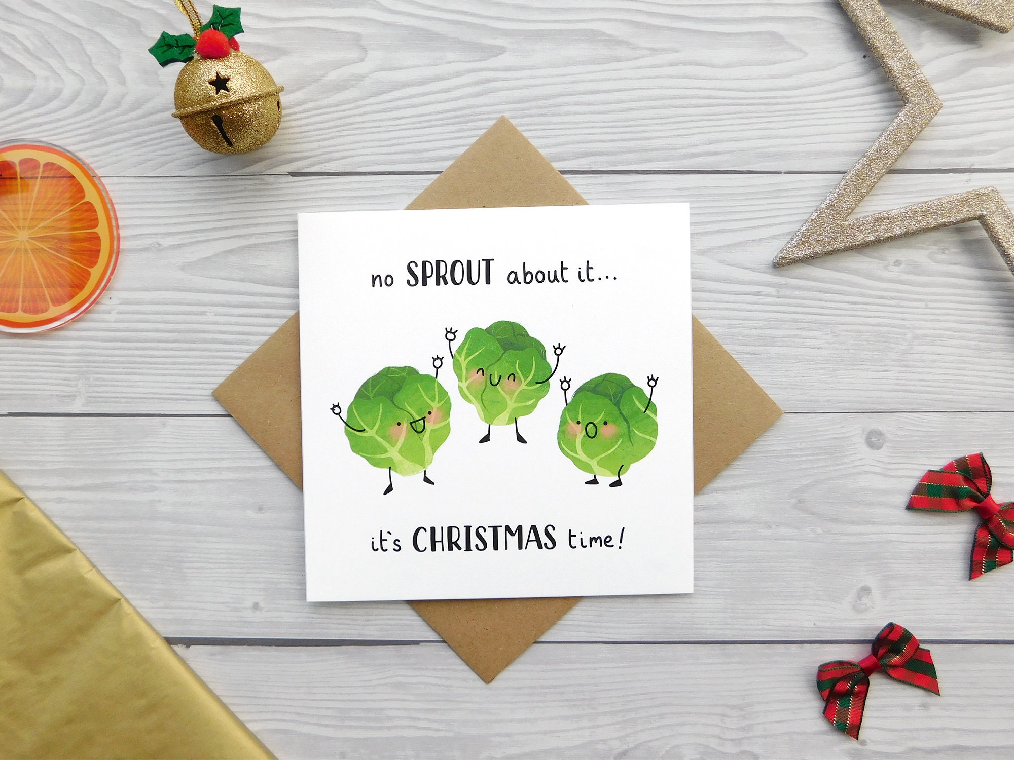 Funny Sprout Christmas Card Brussels Sprouts Xmas Pun Card - Etsy