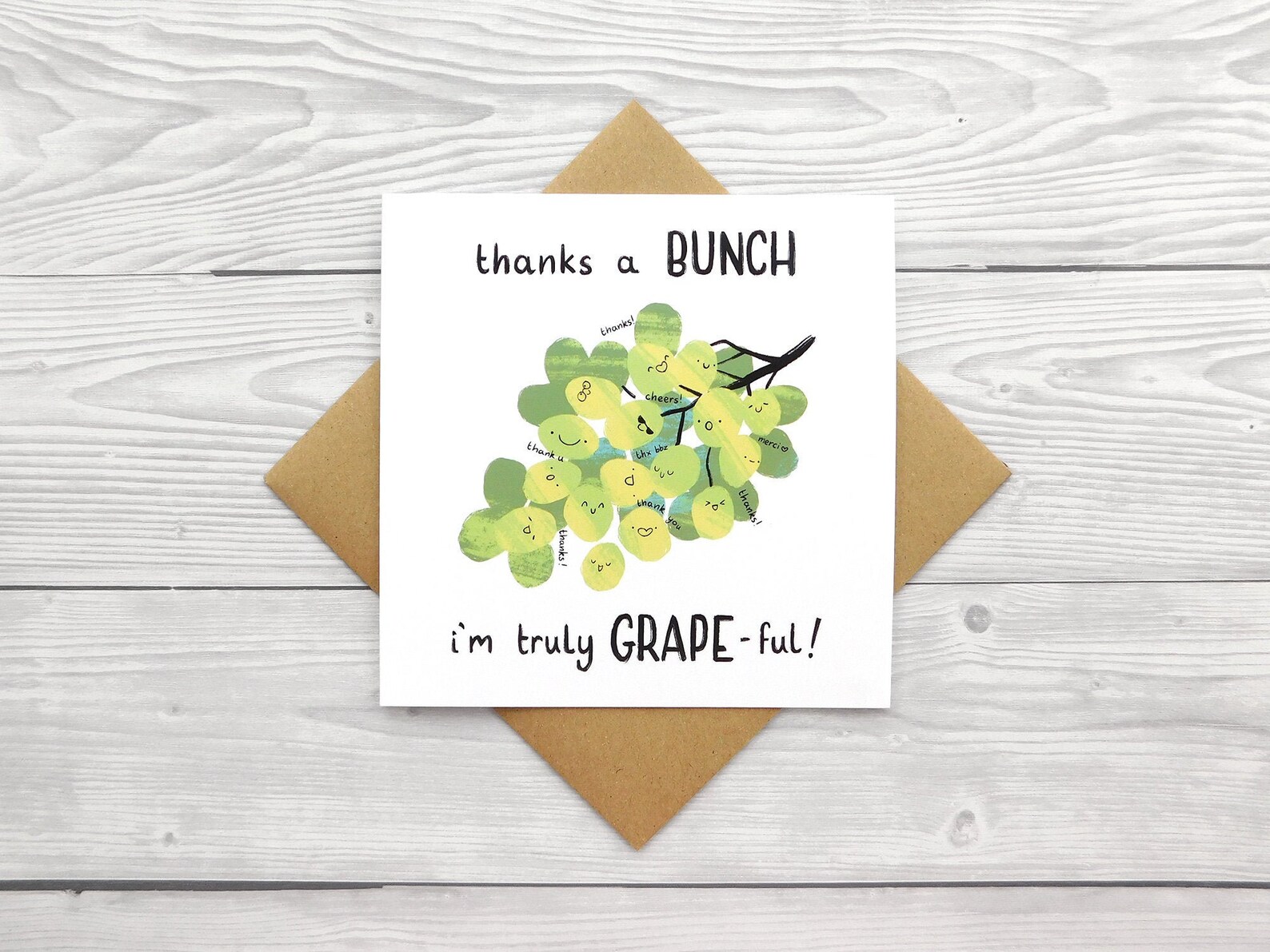 Thanks A Bunch Grape Pun Card Funny Pun Thank You Card Cute - Etsy