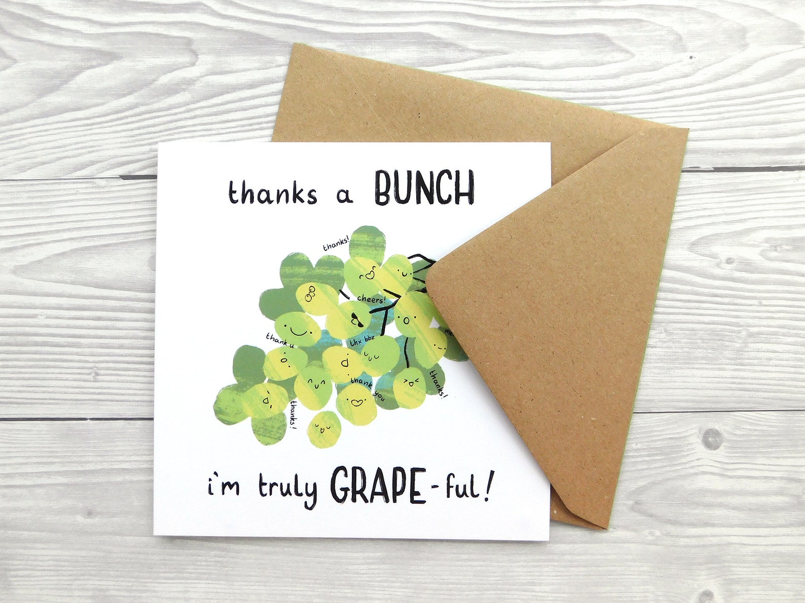Thanks A Bunch Grape Pun Card Funny Pun Thank You Card Cute - Etsy