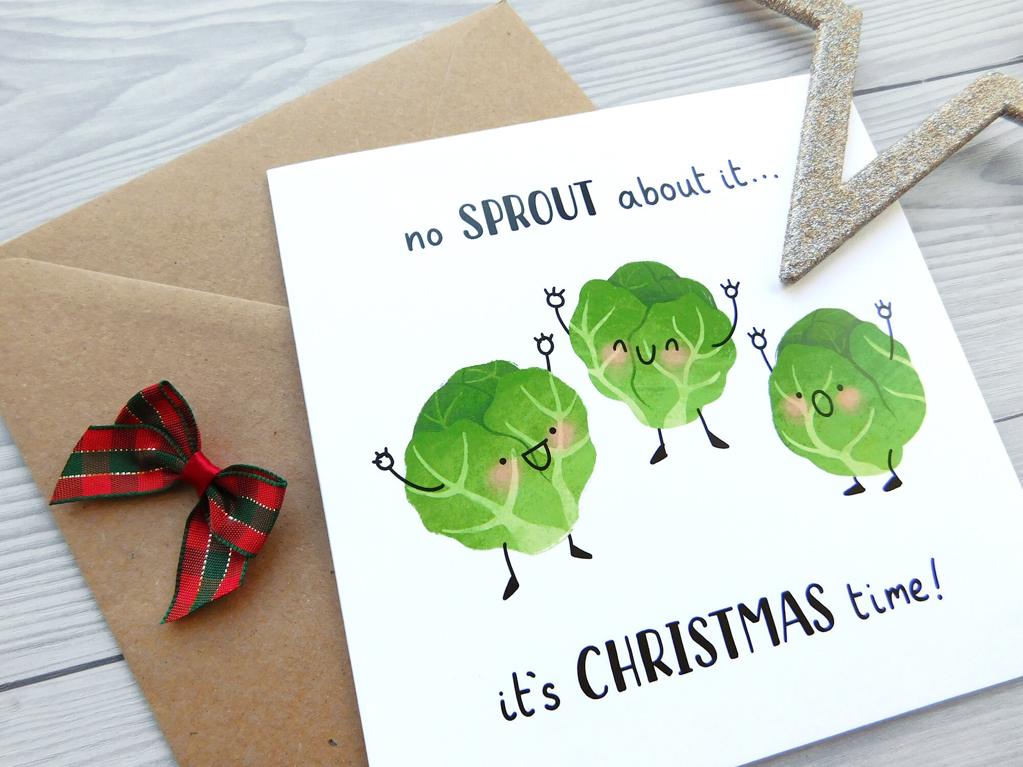 Funny Sprout Christmas Card Brussels Sprouts Xmas Pun Card - Etsy
