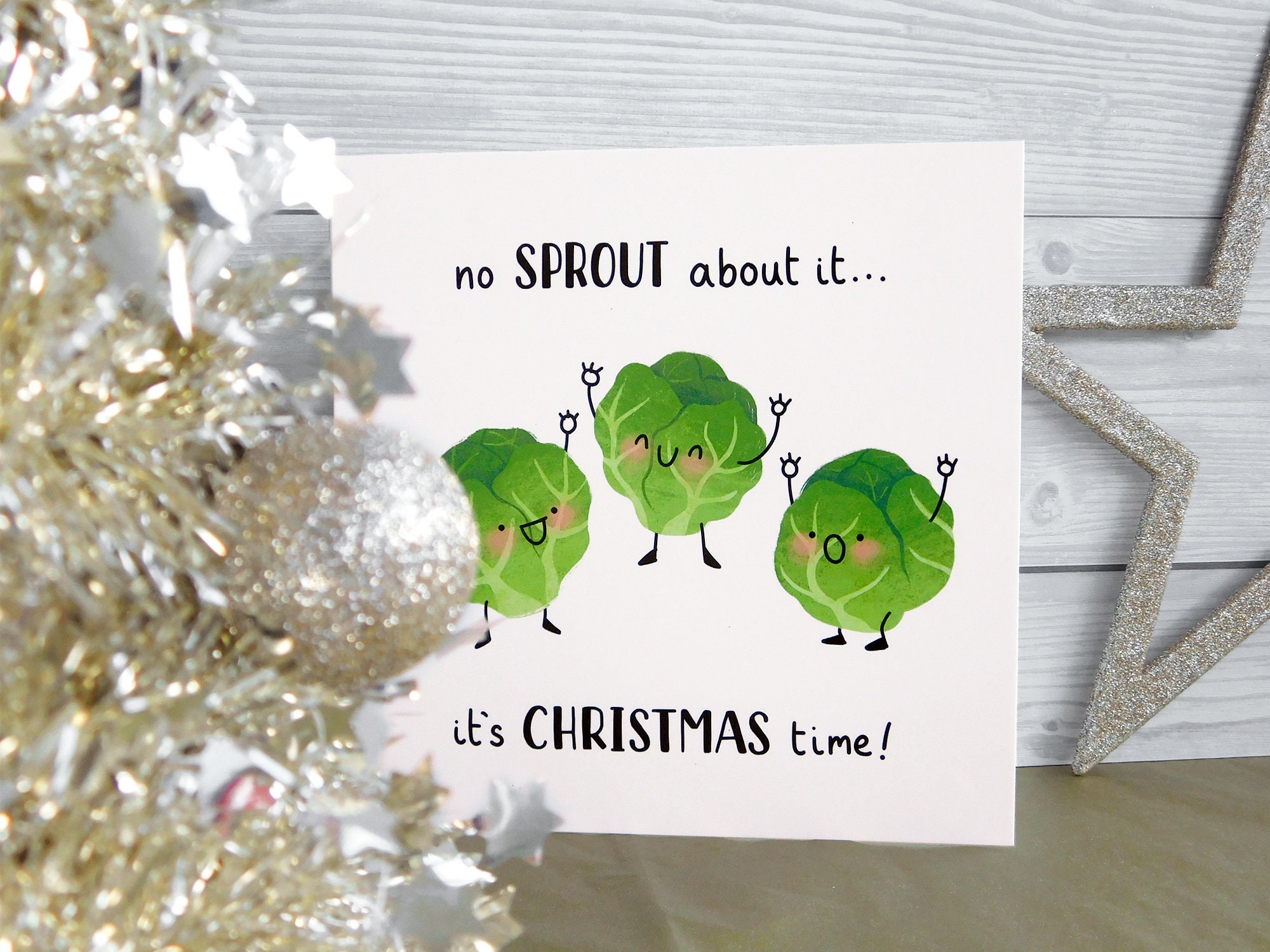 Funny Sprout Christmas Card Brussels Sprouts Xmas Pun Card - Etsy