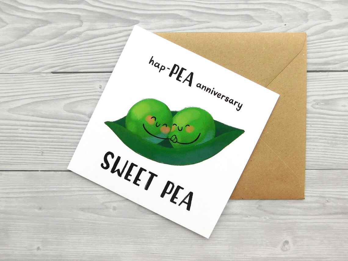 Sweet Pea Anniversary Card Cute Vegetable Pun Card Hap-pea | Etsy UK