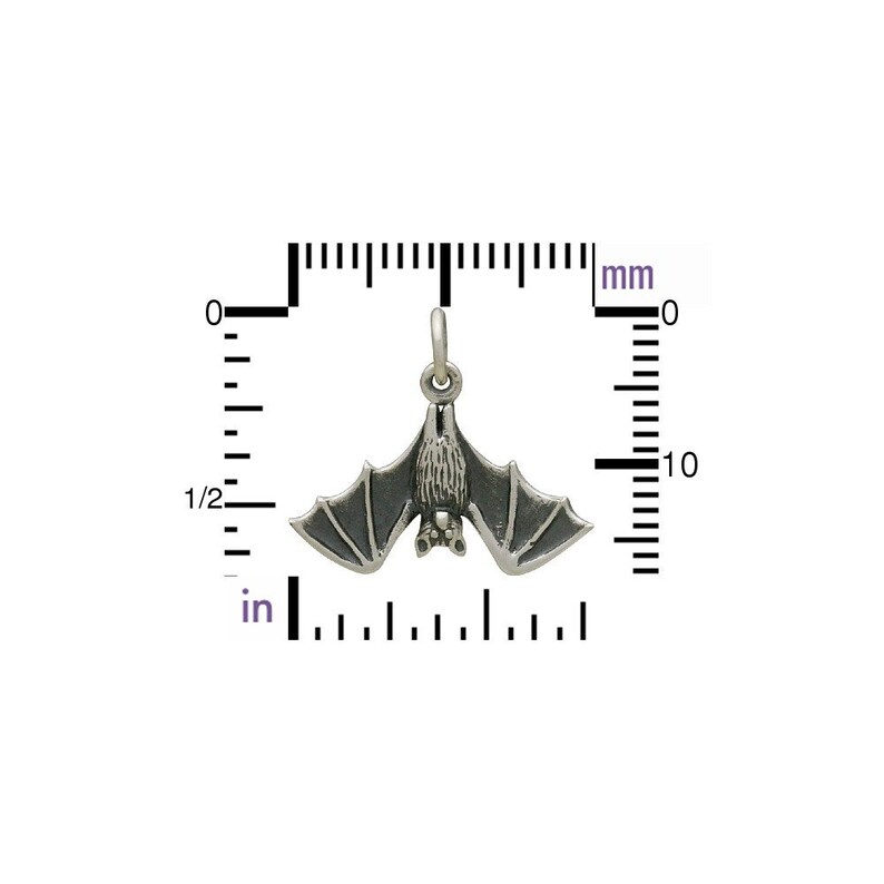 Realistic Bat Charm in Sterling Silver. Sterling Silver Charm. - Etsy