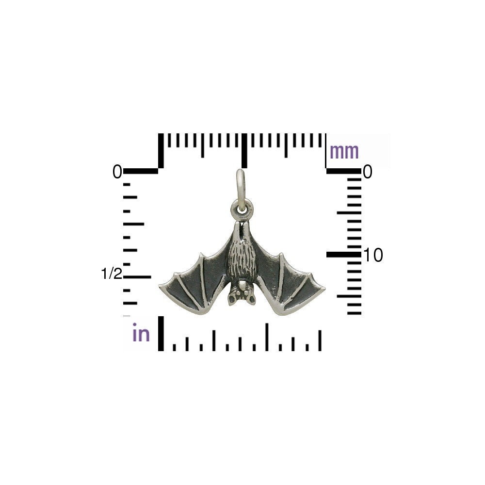 Realistic Bat Charm in Sterling Silver. Sterling Silver Charm. - Etsy