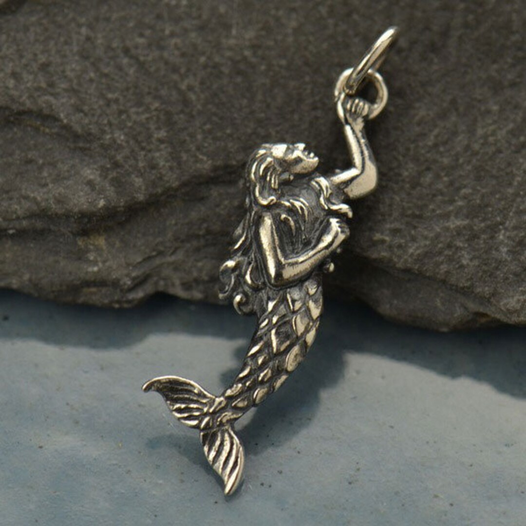 3D Mermaid Charm in Sterling Silver. Sterling Silver Charm. Charms Only ...