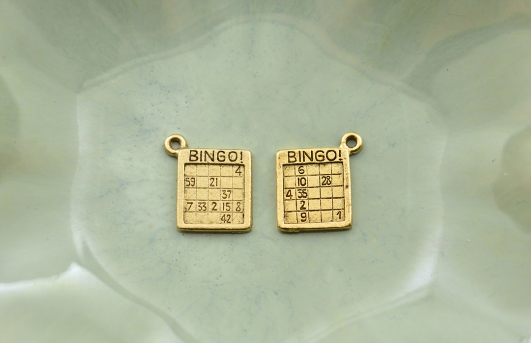 Antique Gold Plated Bingo Charm. Bingo Charms. Bracelet Charms ...