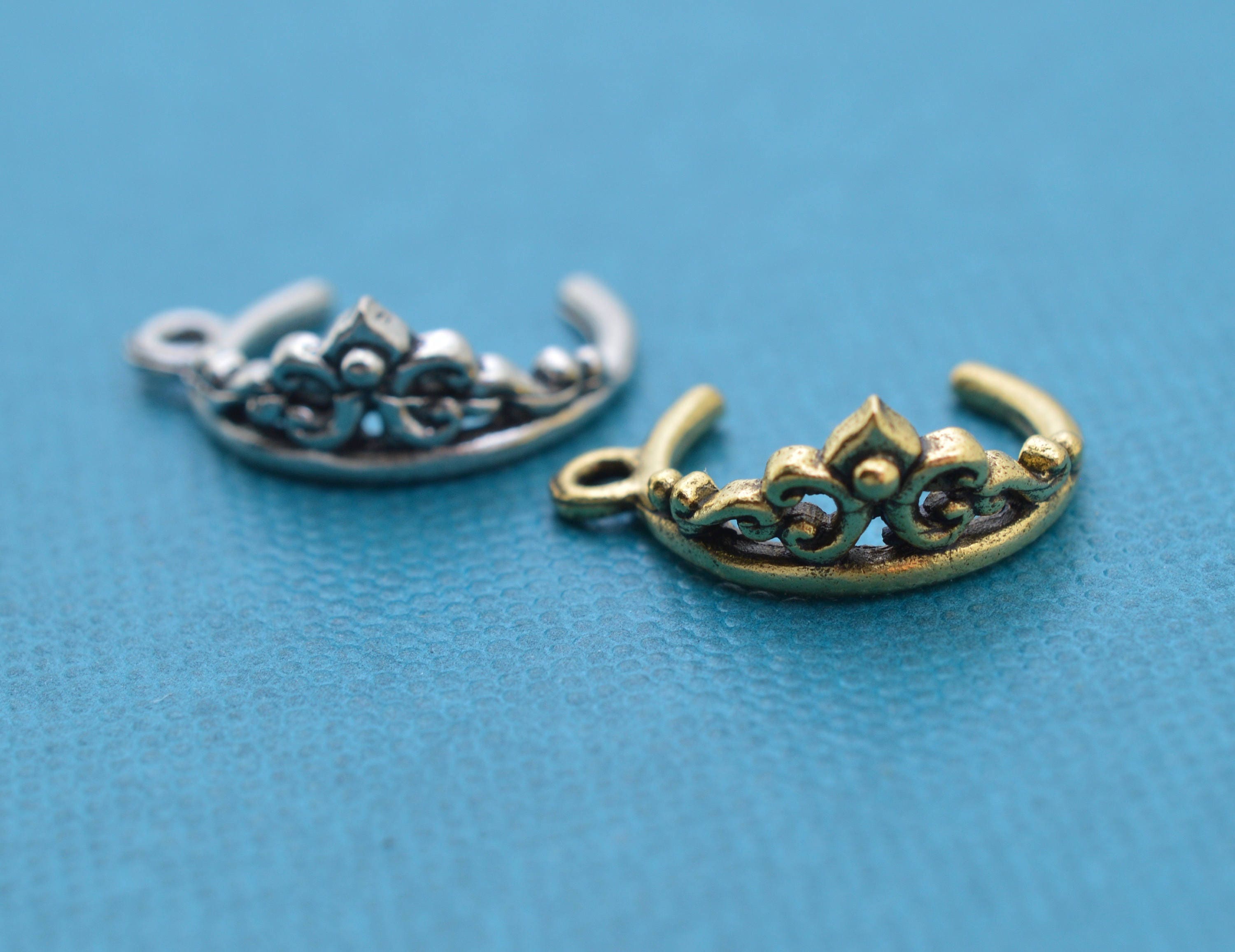Tiara charm in antique silver pewter or 24 karat gold plated | Etsy