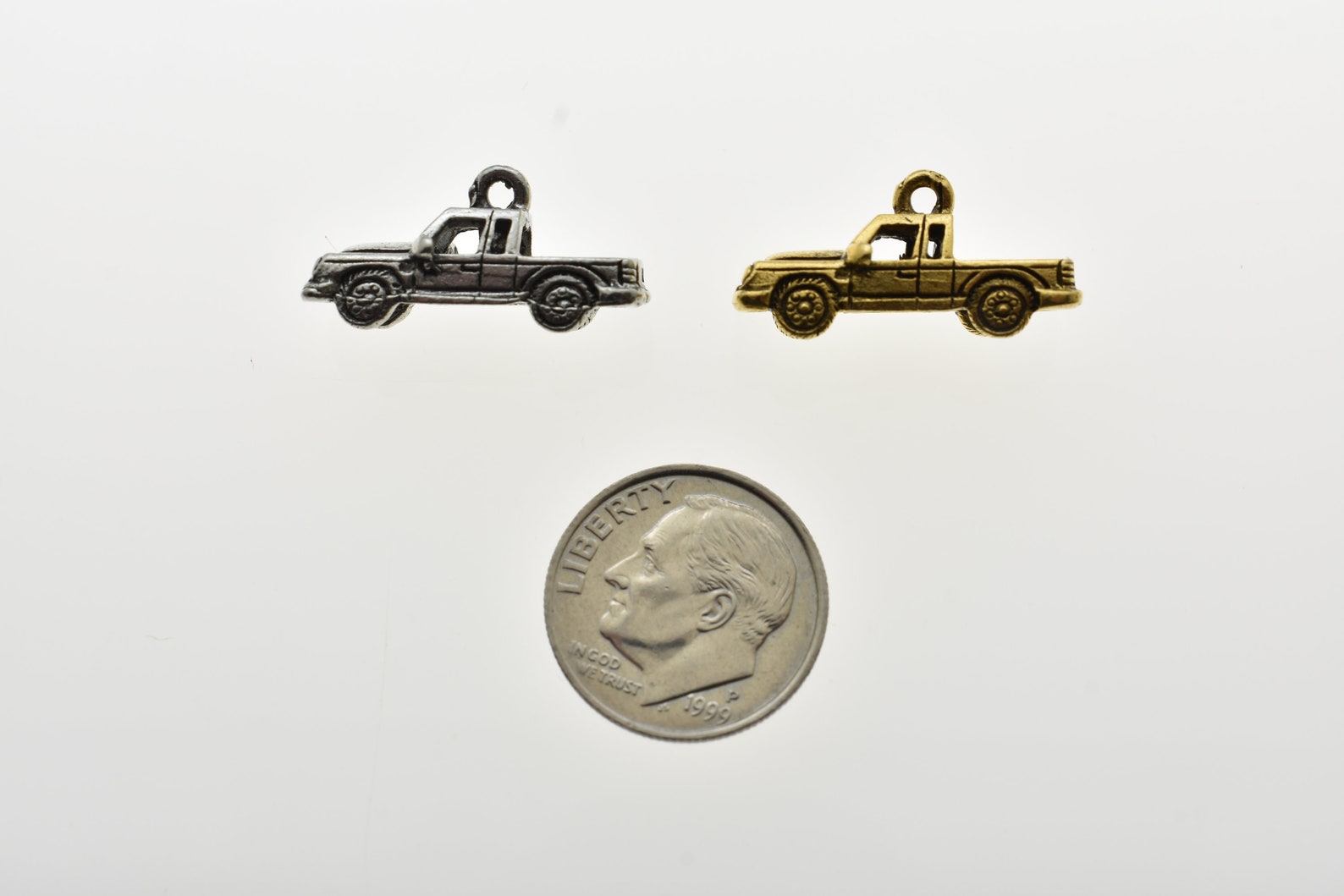 Pick up Truck in Antique Silver and Gold Pewter. Truck Charm. - Etsy