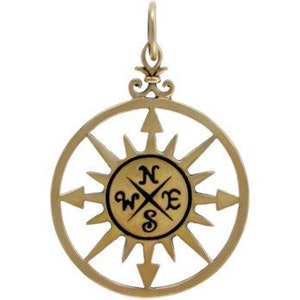 Compass Rose Bronze Jewelry Pendant. Natural Bronze Charm. Charms Only ...