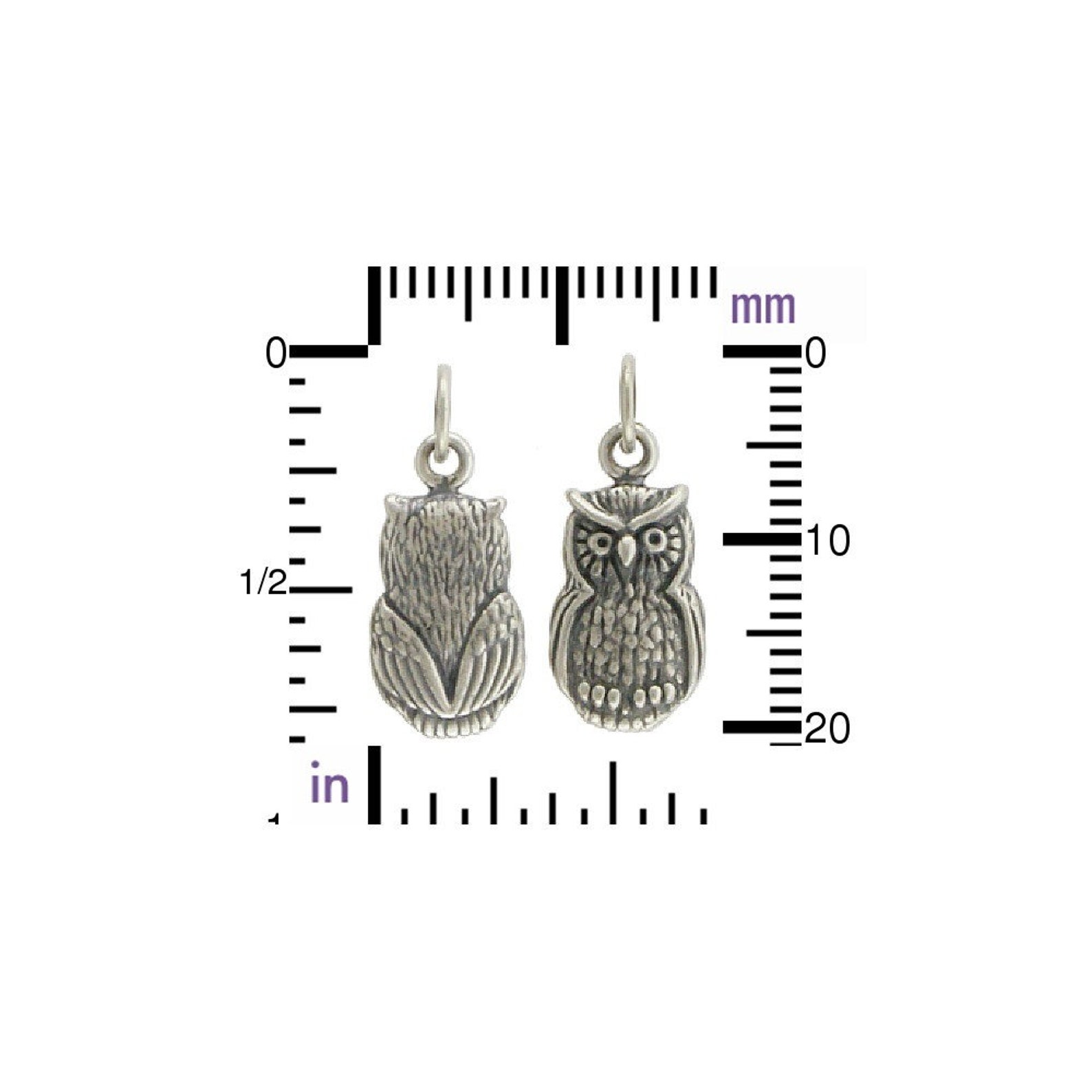 Owl Charm in Sterling Silver. Sterling Silver Charm. Charms - Etsy