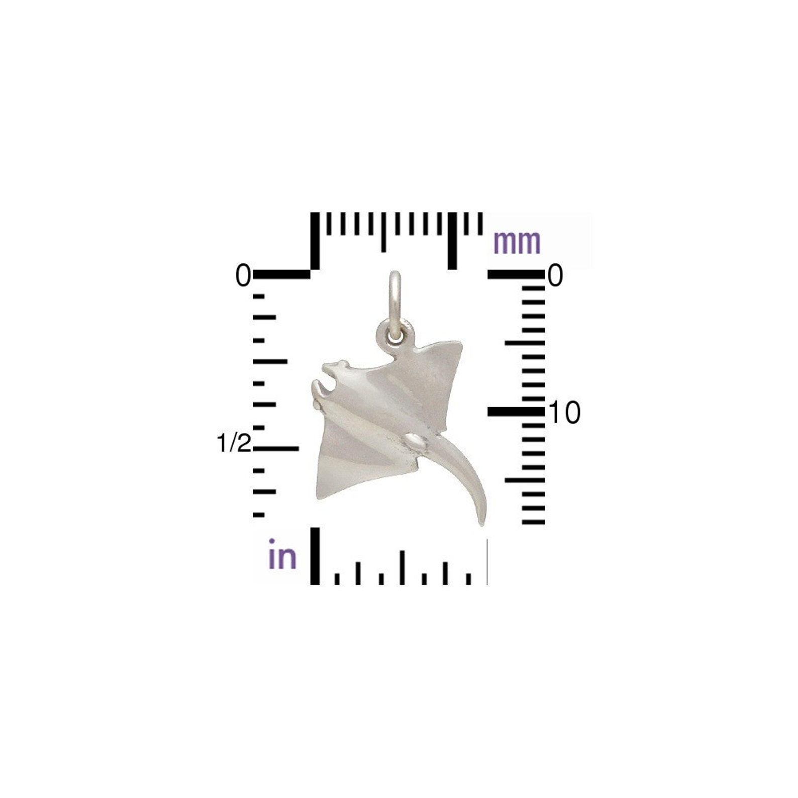 Sting Ray Charm in Sterling Silver. Sterling Silver Charm. - Etsy