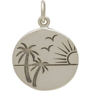 Sterling Silver Beach Charm With Etched Sunset Scene. Charms Only ...