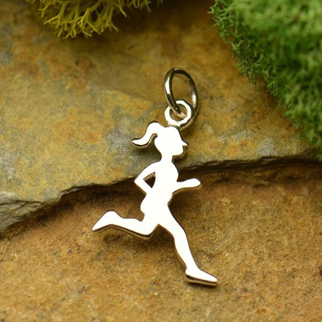 Running Girl Charm in Sterling Silver. Sterling Silver Charm. Charms ...