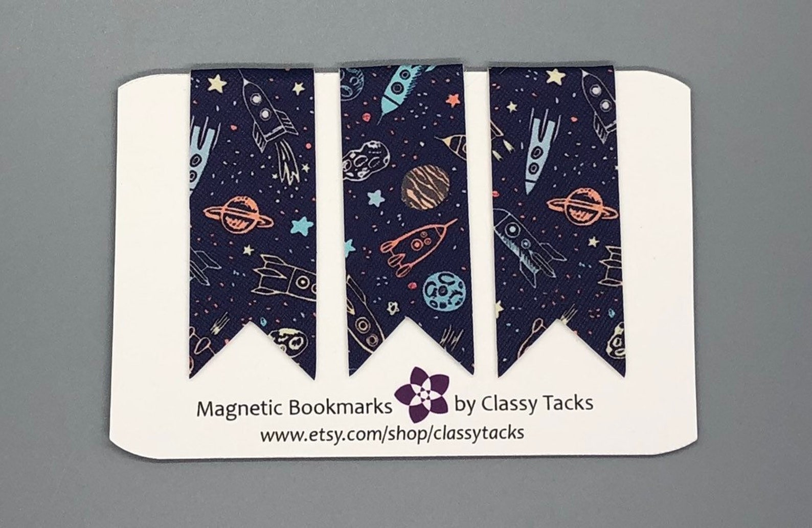 Magnetic Bookmark Set 3 Space Ship and Planets Bookmarks | Etsy