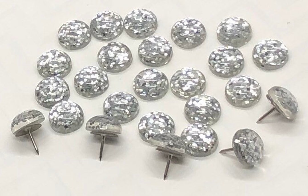 Glittery Thumbtacks - 11 Colors! Pink, Teal, Blue, Silver, Holographic ...