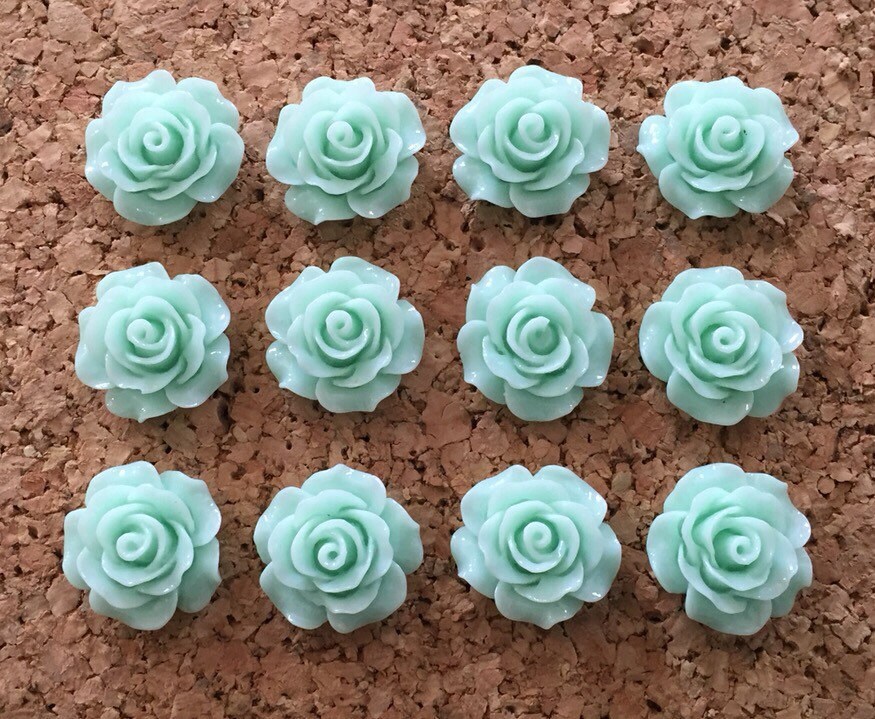 Flower Magnets or Push Pins Mint Green Roses - Etsy