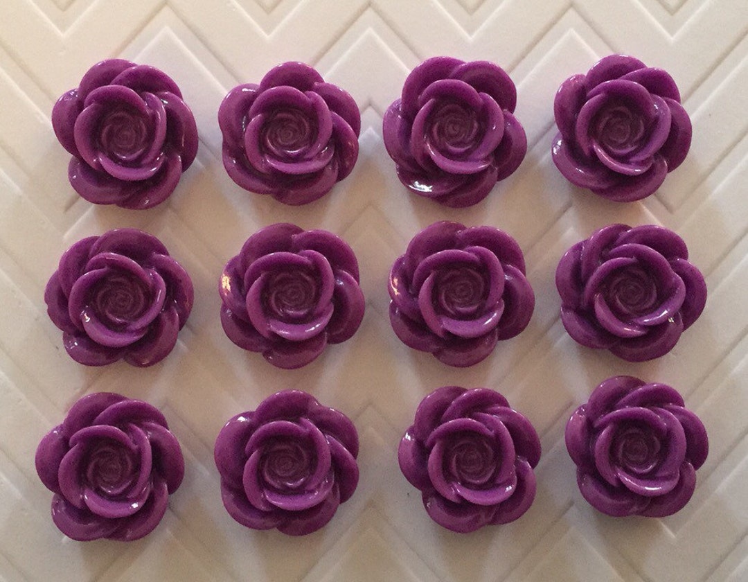 Flower Magnets or Thumbtacks Purple Roses Stocking Stuffer, Dorm Decor ...