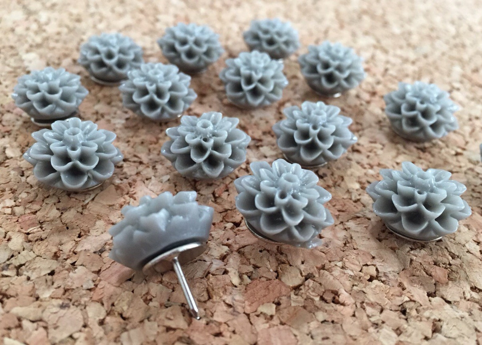 Cute Push Pins Grey Mums Set of 20 Baby Shower Bridal - Etsy