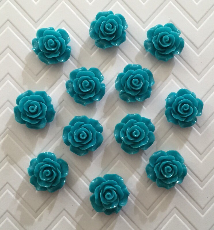 Push Pin or Magnet Set Teal Roses - Etsy.de