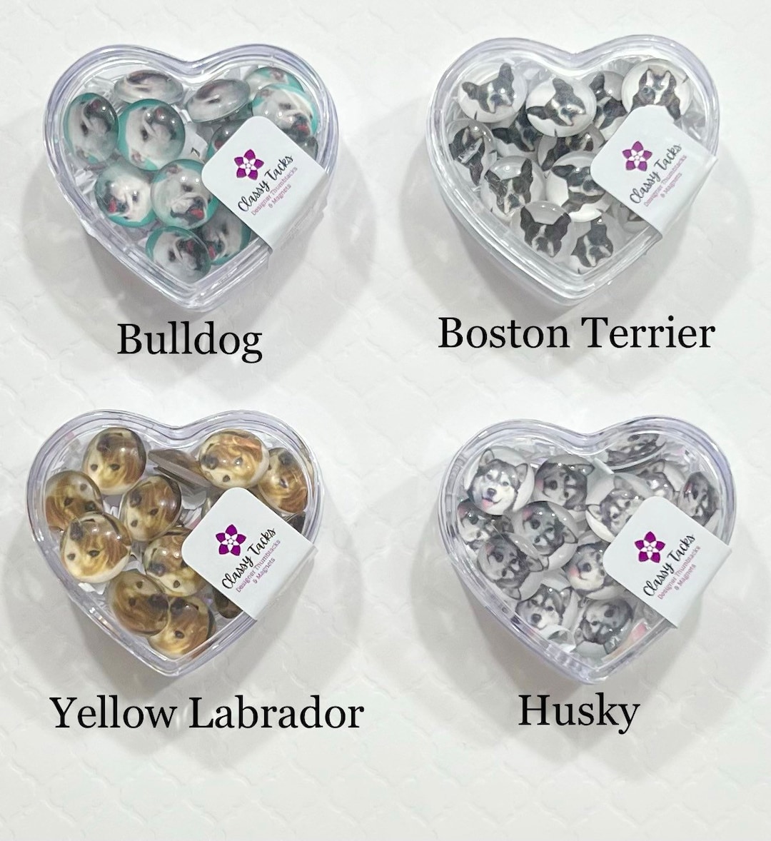 Designer Glass Push Pins Set - Dog Push Pins - 12 Pieces per Set ...