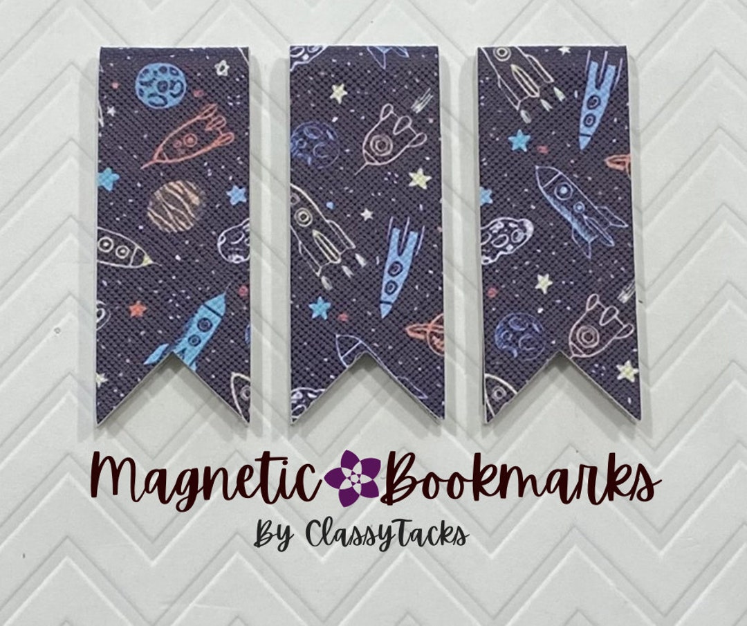 Magnetic Bookmark Set 3 Space Ship and Planets Bookmarks - Etsy
