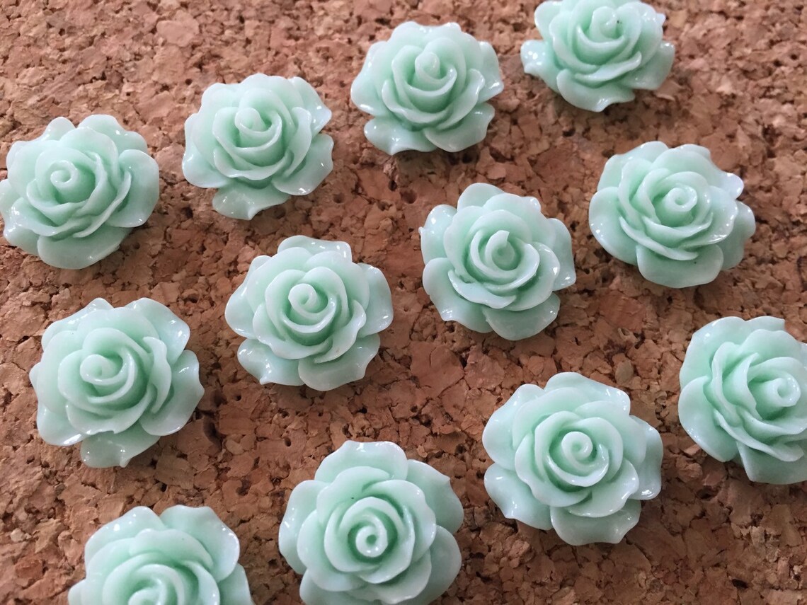 Flower Magnets or Push Pins Mint Green Roses - Etsy
