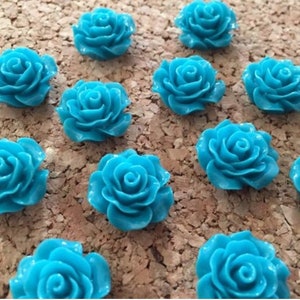 Push Pin or Magnet Set, Teal Roses - Etsy