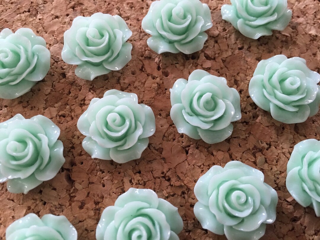 Flower Magnets or Push Pins Mint Green Roses - Etsy