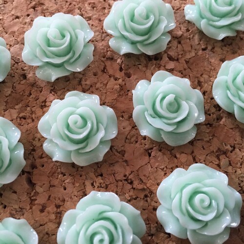 Flower Magnets or Push Pins Mint Green Roses - Etsy