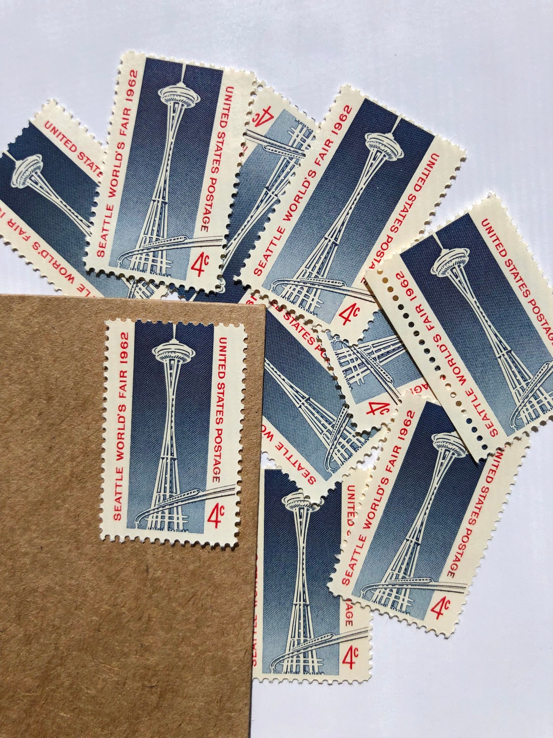 10 Unused Vintage Space Needle Stamp | 4 Cent Postage | Seattle World's ...