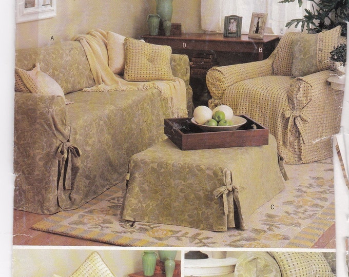 Sofa Slip Covers and Pillows Patterns Large 78-96 Small 68-86 Love Seat ...