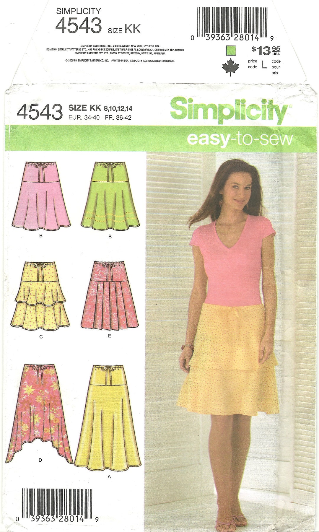 Flared, Drawstring, Pull on Skirts Pleated Skirt Shaped Hem Easy to Sew ...