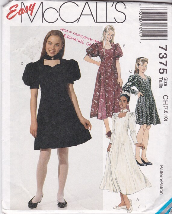 Girls Dress Patterns Child Size 7 8 10 Fit and Flared Princess | Etsy