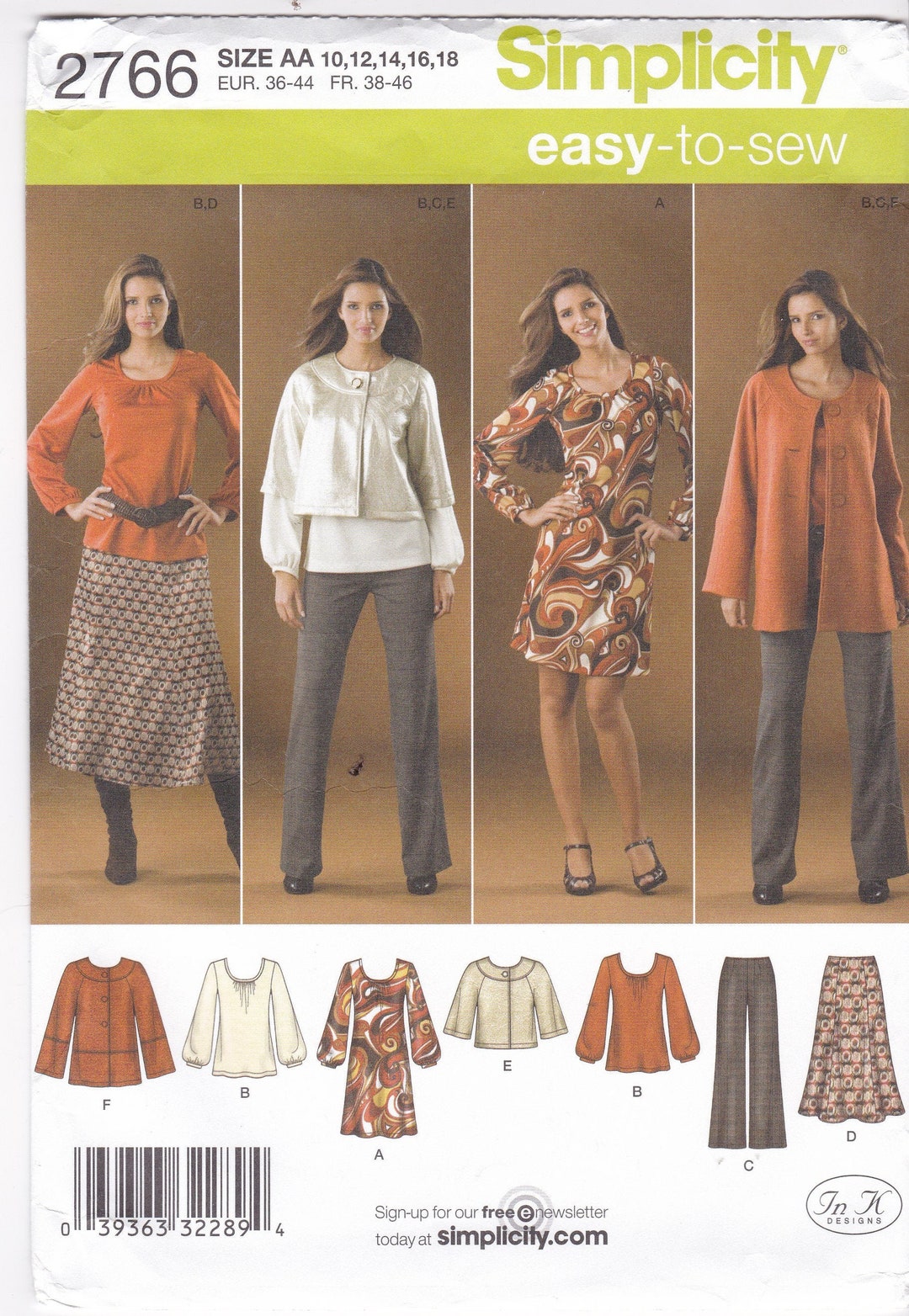 Jacket, Dress, Tunic, Pants, Skirt Pattern Misses' Size 10 12 14 16 18 ...